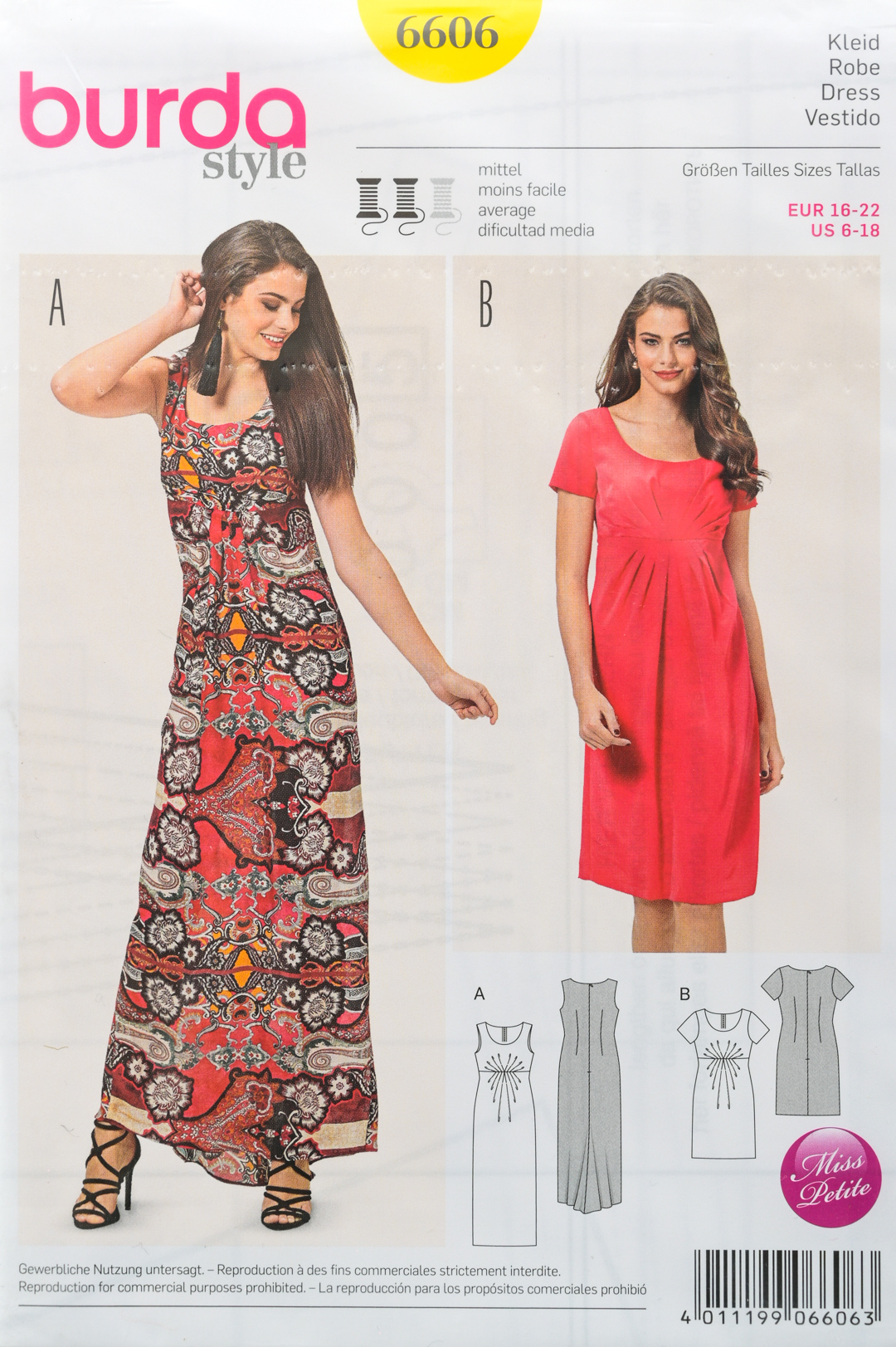 Patron de couture de robe Burda 6606 - Maman La Fée