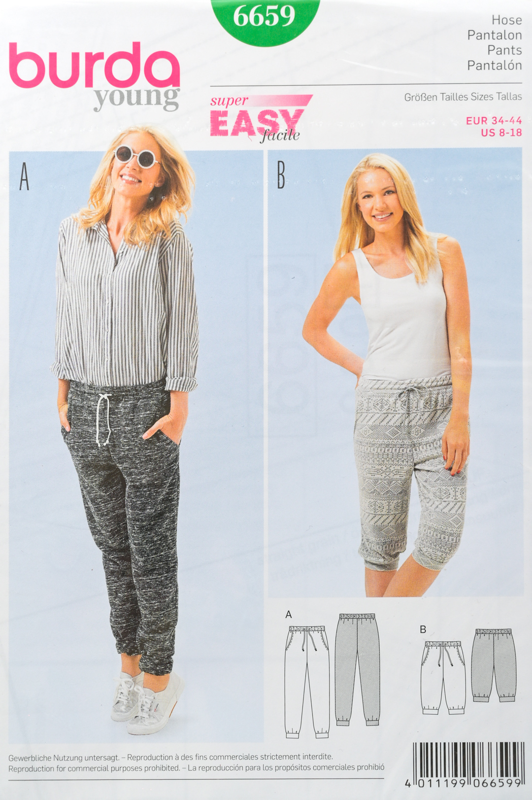 Patron de couture pantalon en jersey Burda 6659 - Maman La Fée