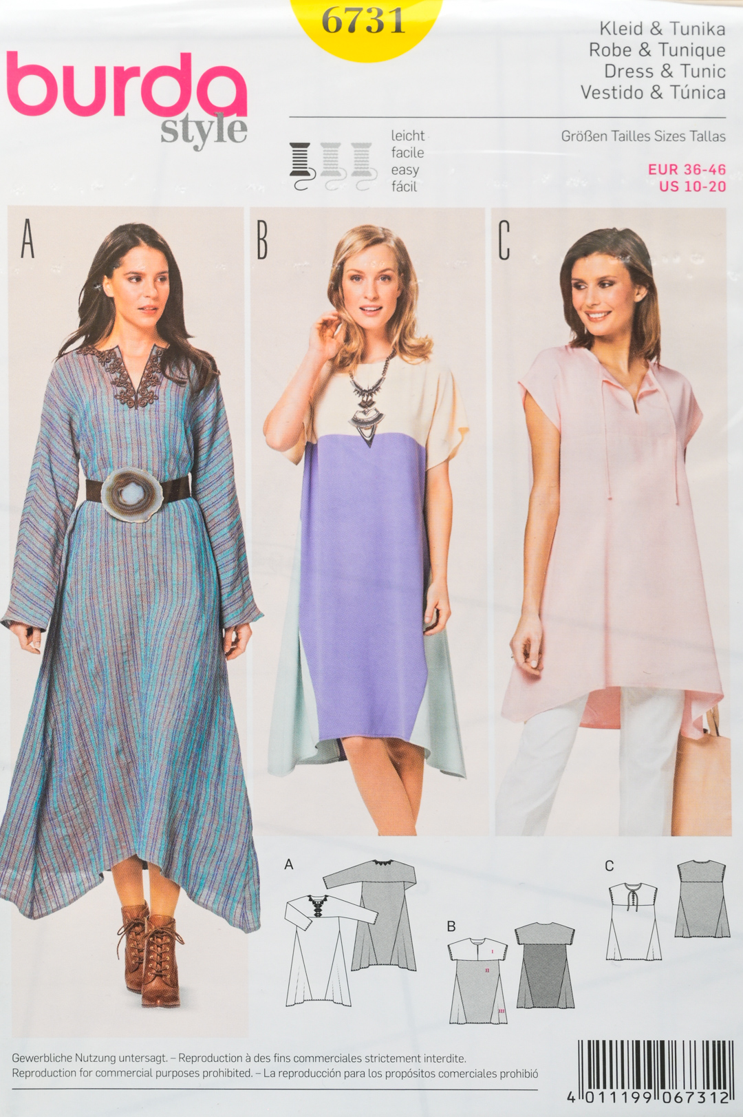 Patron de couture Robe Burda 6731 - Maman La Fée